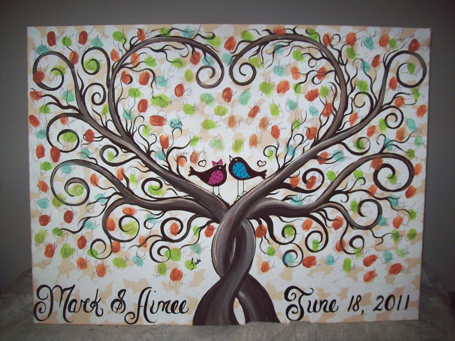 Wedding Guest book thumbprint tree....185-250 by CottageCreekArts