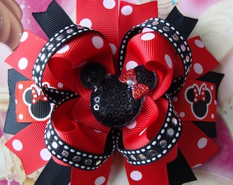 Minnie Mouse Hair Bows Large Hair bow Red Yellow and Black