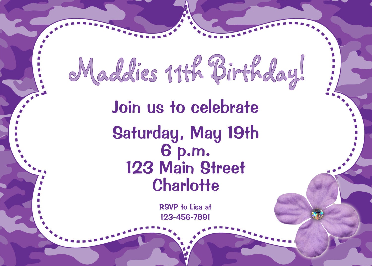 Party Invitations Purple Birthday Invitations