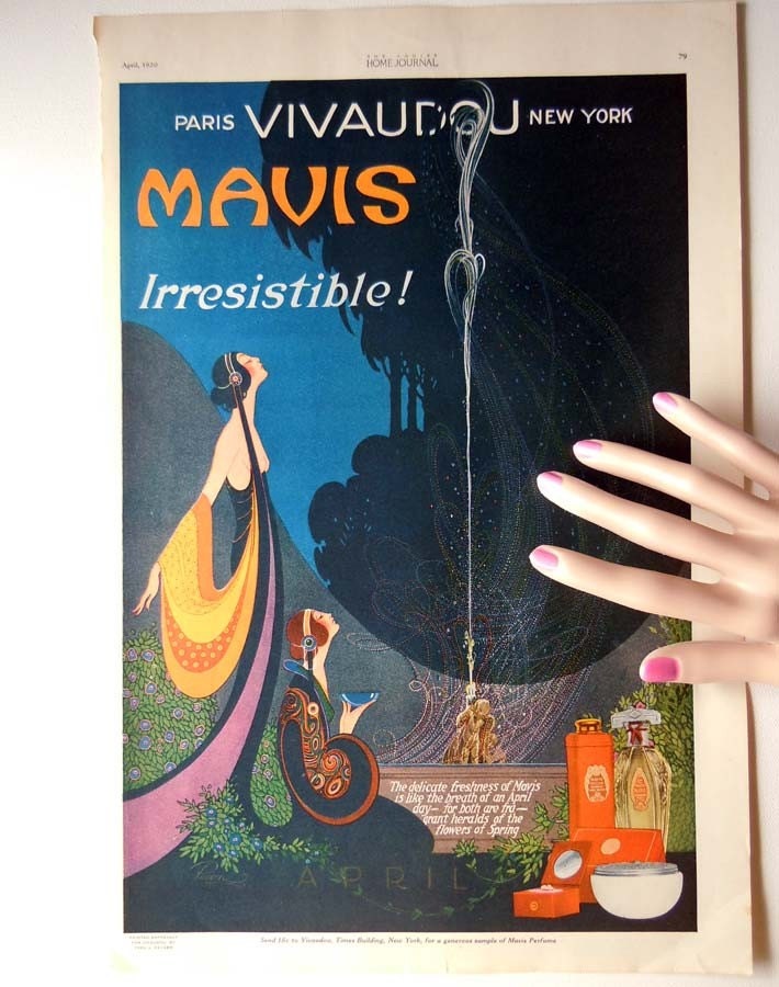 Vintage 1920 Vivaudou Mavis French Perfume Advertisement