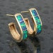 Australian opal inlay 14k gold hoop earrings by HilemanJewelry