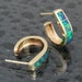 Australian opal inlay 14k gold hoop earrings