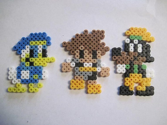 Items similar to Kingdom Hearts II, Sora, Donald and Goofy Perler bead ...