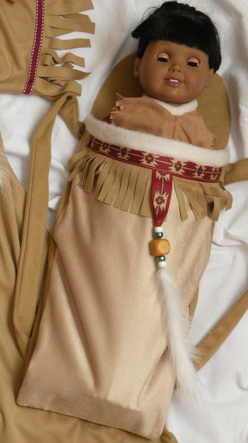 Native American girl Indian Papoose carrier and doll dress