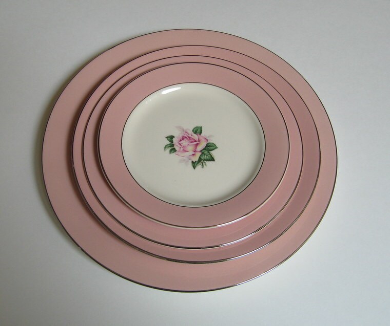 Vintage Plates Pink Rose Lifetime China Homer Laughlin