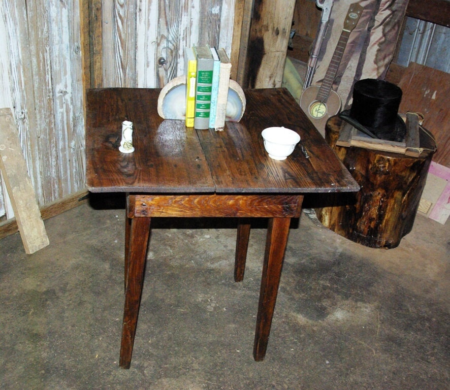 Antique wormy chestnut end table – Haute Juice