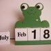 Frog Calendar Perpetual Wood Block Green