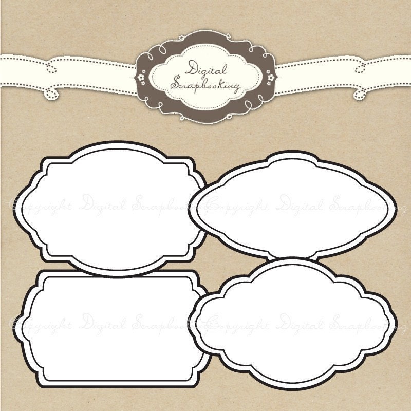 Printable Label Frame Clip Art Templates Kit by digitalscrapbook
