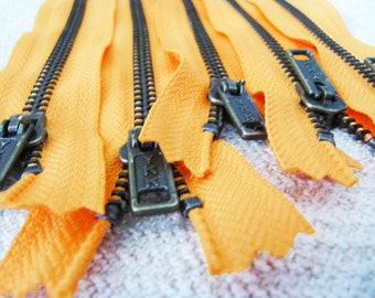 14inch Mint Green Metal Zipper Gold Teeth 5pcs