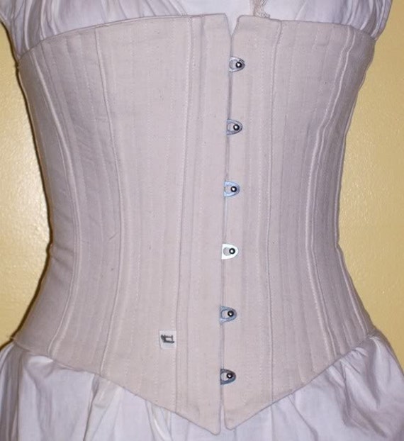 Civil War Era Corset with Busk and Grommets Mid Bust 16