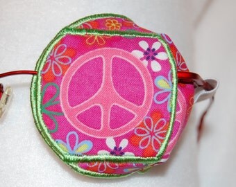 Pink Peace Signs and Posies Lazy Eye Patch