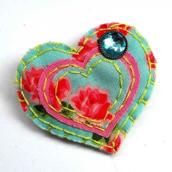 Items similar to Felt brooch fabric jewelry jewellery uk seller Blue ...