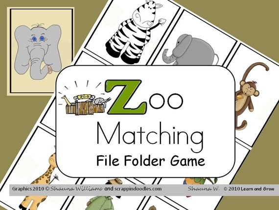 Items similar to Zoo Matching File Folder Game on Etsy
