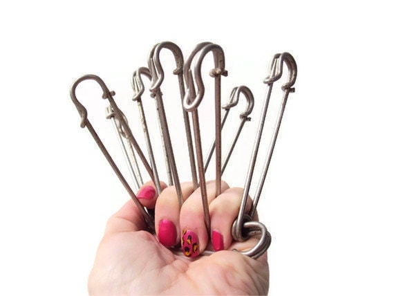 Huge Safety Pin Extra Large Safety Pin Industrial Assemblage