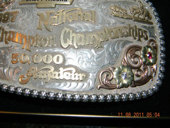 Gist Trophy Buckle Sterling 14K 10K NCHA Champion