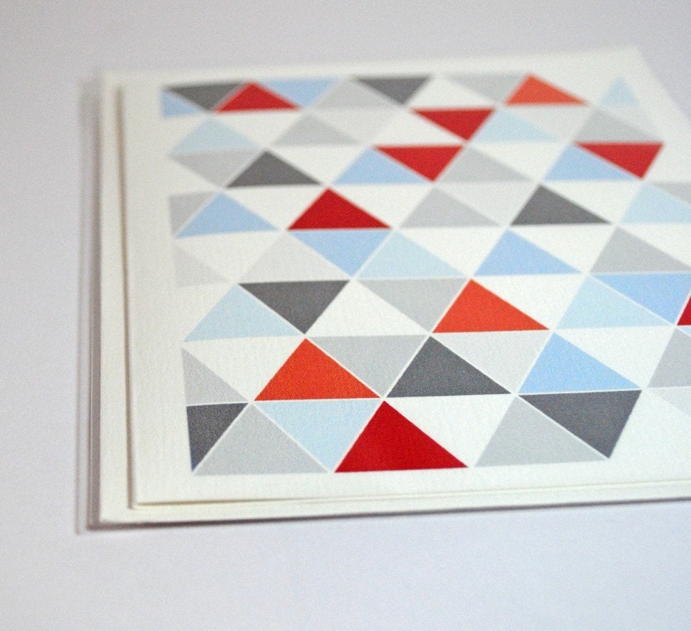 Red White Blue and Gray Triangle Card by CarsonToo on Etsy