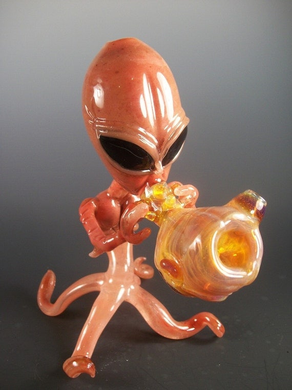 Alien Smoking Human Head Pipe by CreepGlass on Etsy