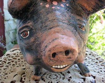 Popular items for folk art pig on Etsy