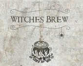 Items similar to Set of 2 Witches Brew Halloween Digital Labels on Etsy
