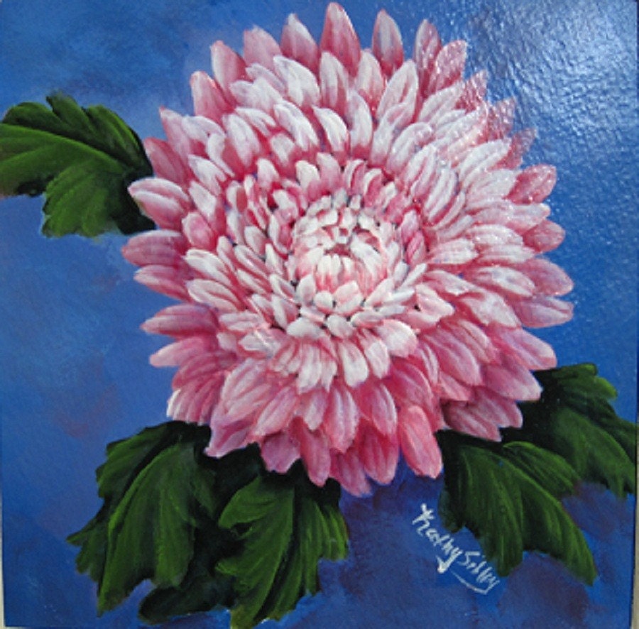 Fall Mums Painting Original Acrylic Painting Matted 11 X