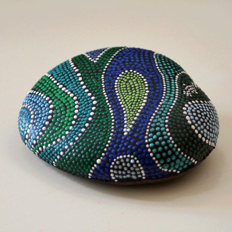Ocean Waves Hand Painted Dot Rock