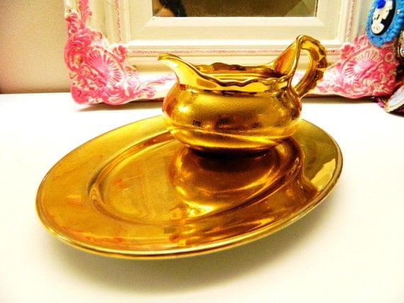 Items similar to Gold Porcelain China Plate 22k Karat Gold Warranted ...