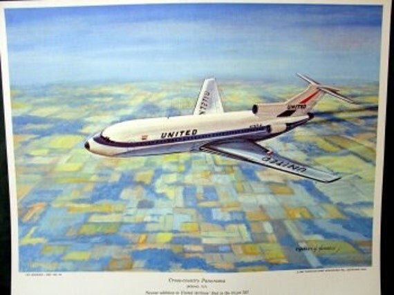 1960 United Airlines UA Boeing Tri Jet 727 Vintage Air