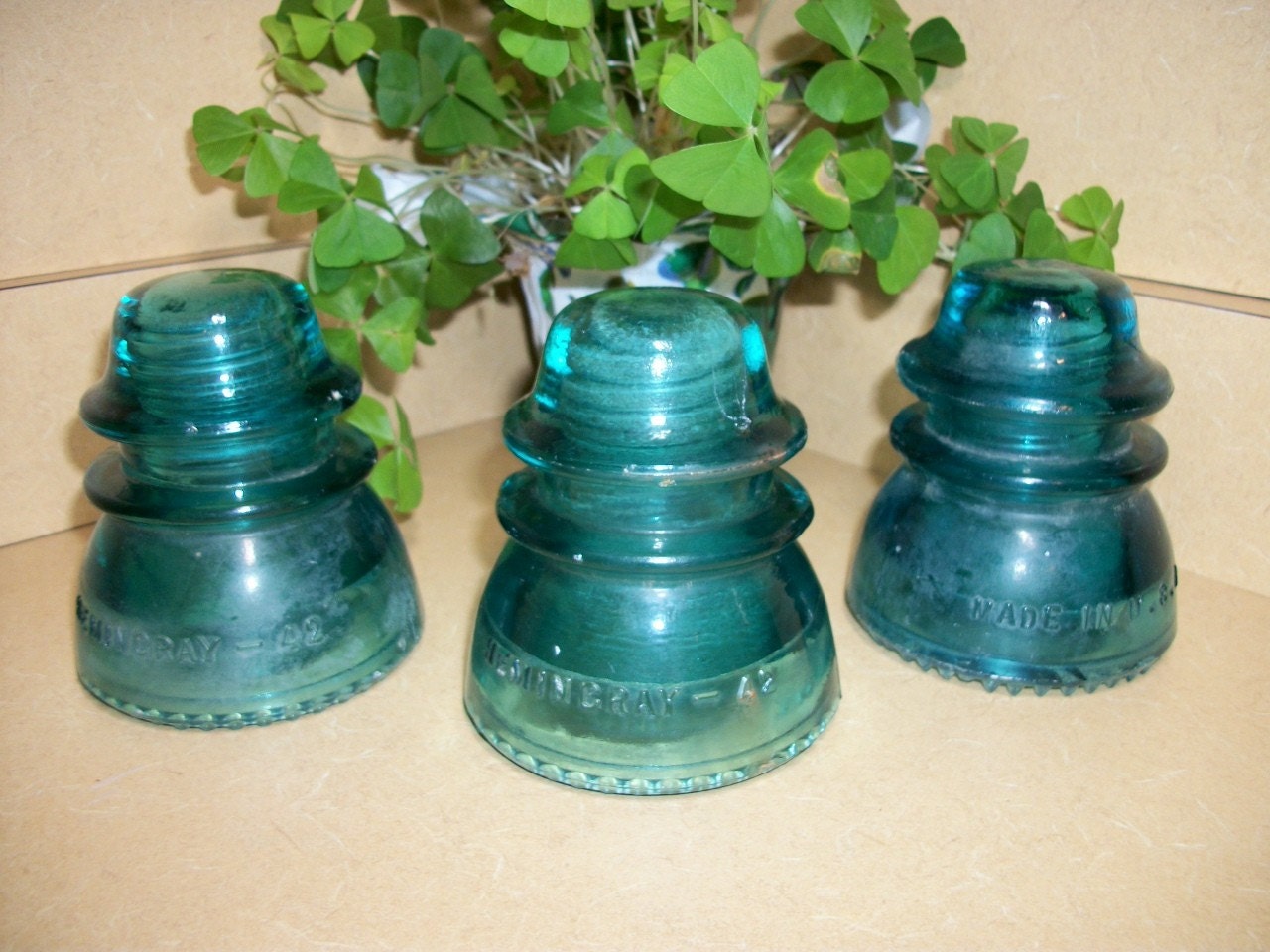 Green Glass Pole Insulators Hemingway 42