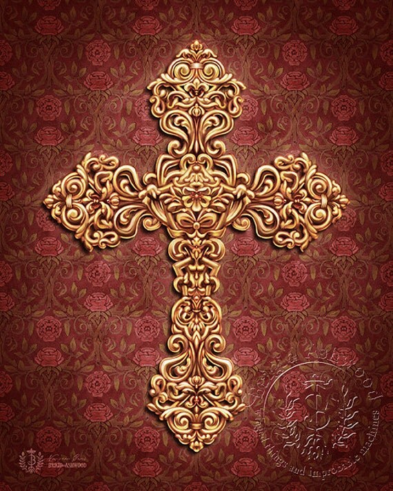 Items similar to Art Nouveau Cross Christian - Art Print - Brigid ...