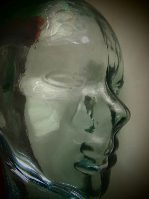 Creepy Retro Life Sized GLASS Human Head