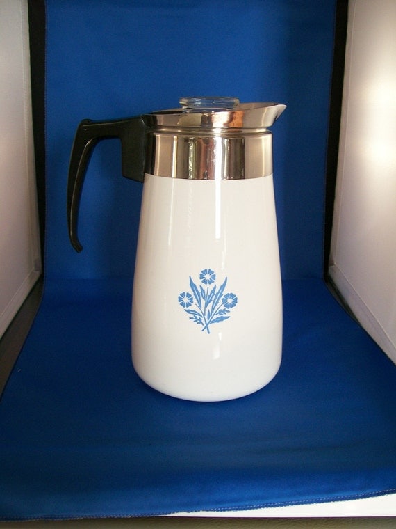 9 cup corning ware blue cornflower coffee pot by luvredford