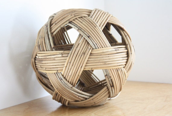 Large Vintage Woven Wicker Ball