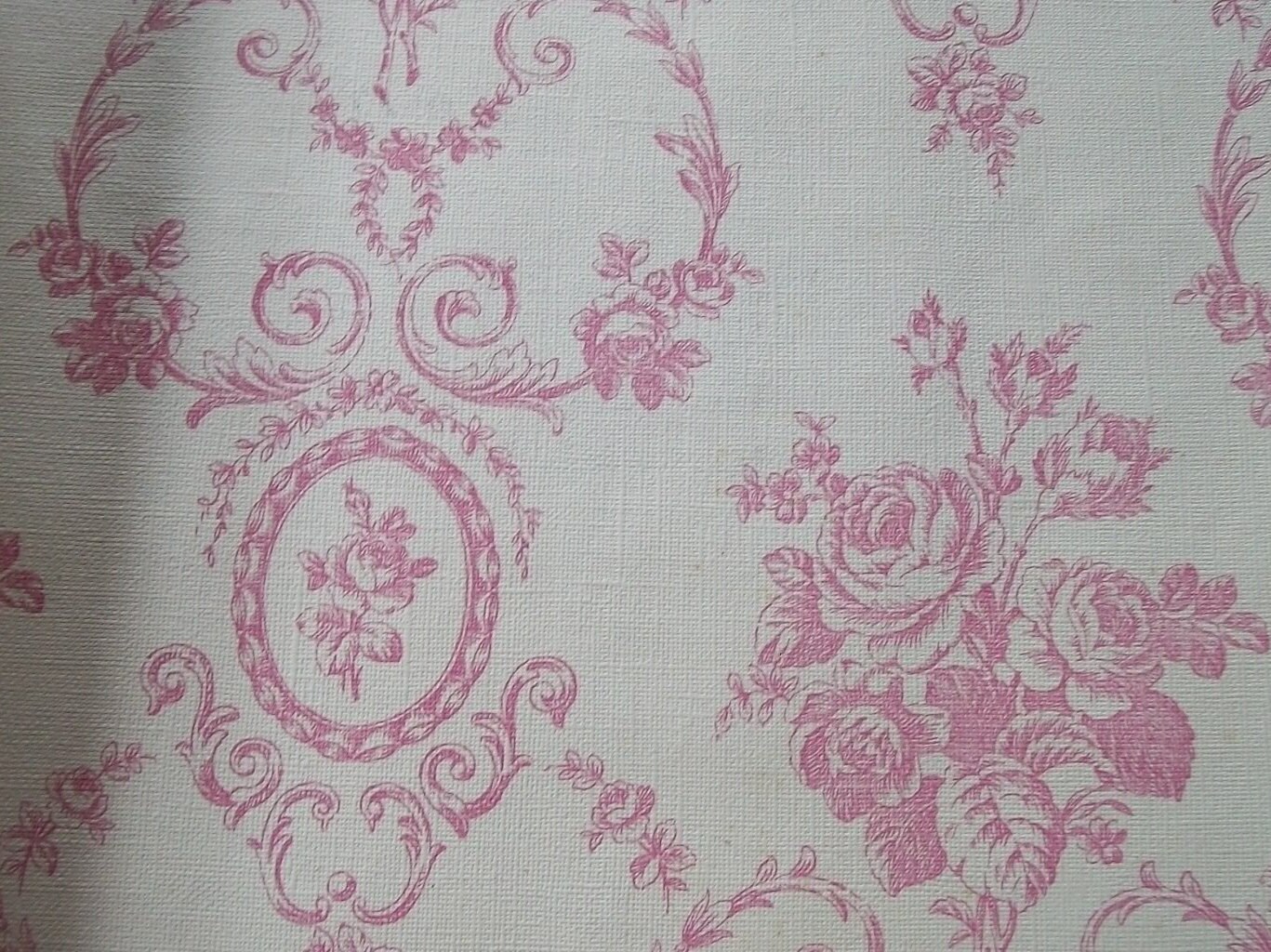Vintage French Wallpaper Sample Sheet Pink Roses for paper