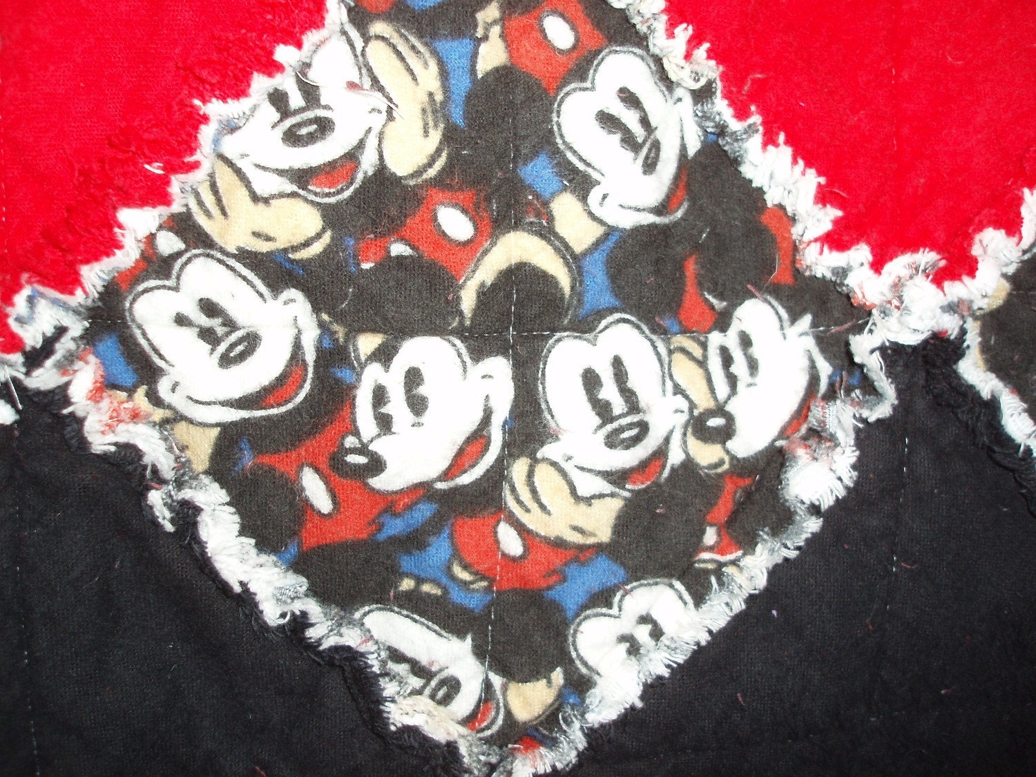 Classic Vintage Mickey Mouse Rag Quilt by shabbyislandtreasure