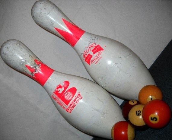 Items similar to Vintage Brunswick Bowling Pins - Set of Two on Etsy