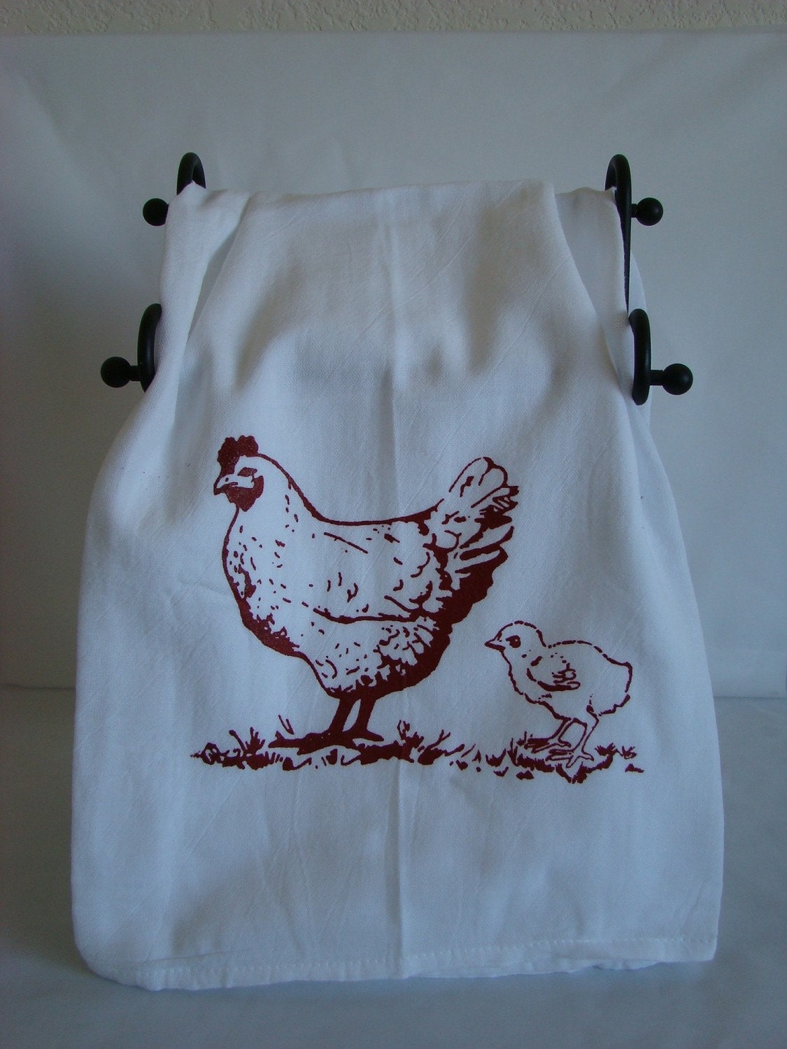 Farm Fresh Hand Screened Red Chicken Flour Sack Towel