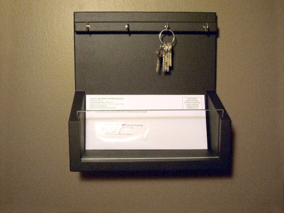 Letter Mail and Key Holder Black with Glass by KennethDante