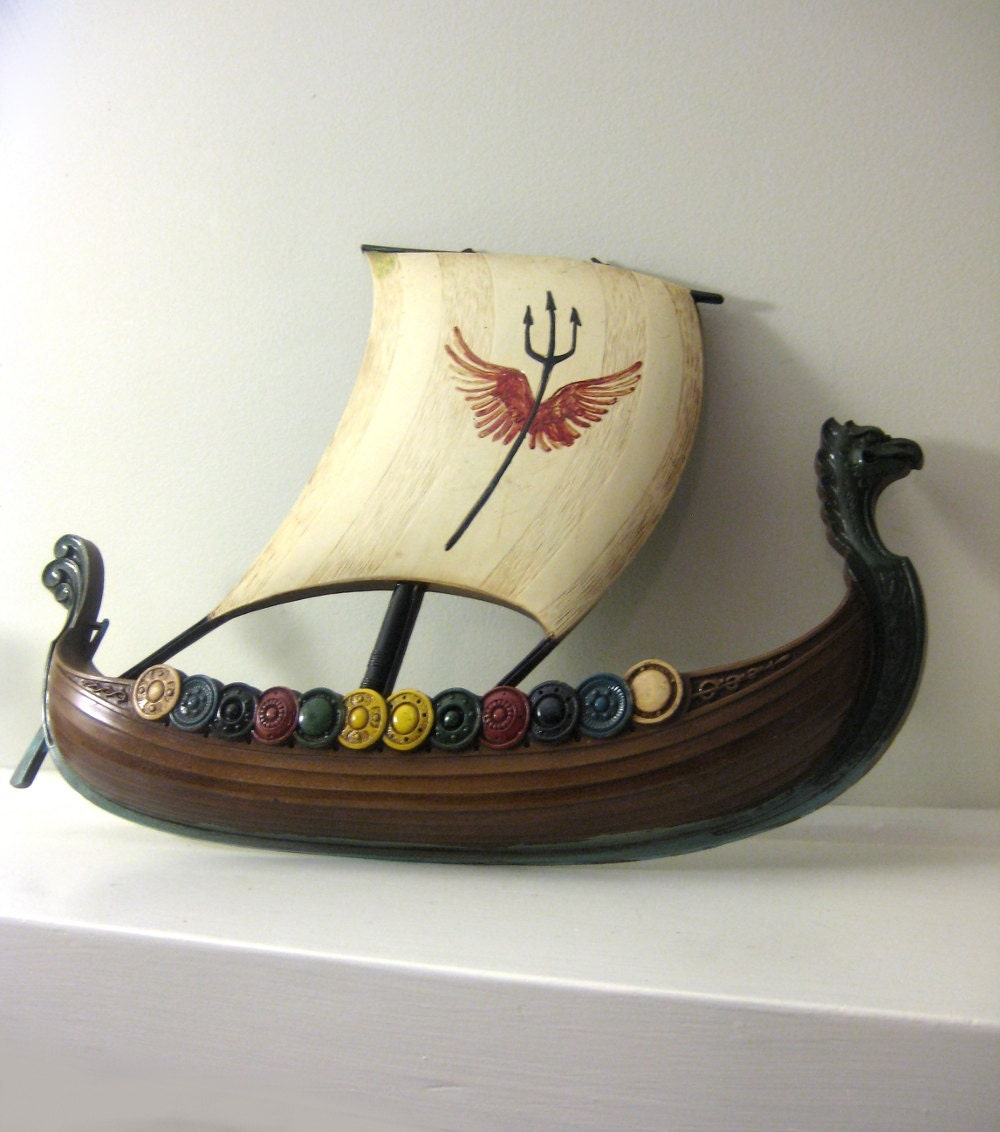 Viking Ship Wall Hanging Vintage Syroco Nautical Boat Decor