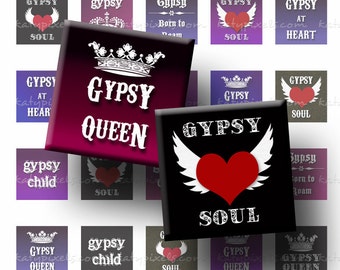 INSTANT DOWNLOAD - Gypsy Soul 1x1 inch Square Digital Collage Sheet
