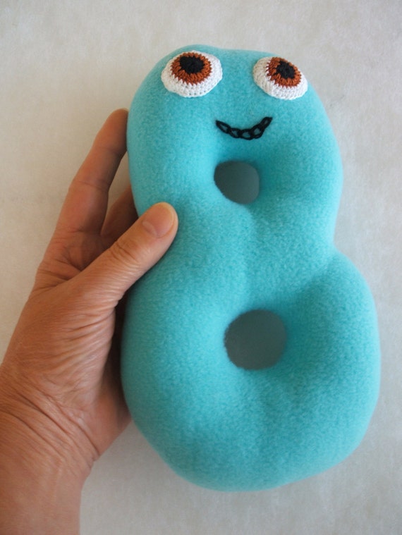 Handmade soft toy number set 0 to 9 large 9inch / 23 cm safe