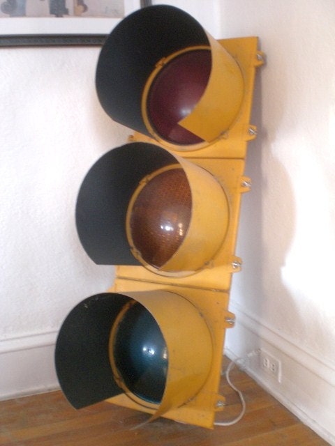 Vintage Traffic Light Signal 1950's Metal Red Yellow Green