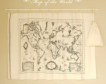 Linen world map | Etsy