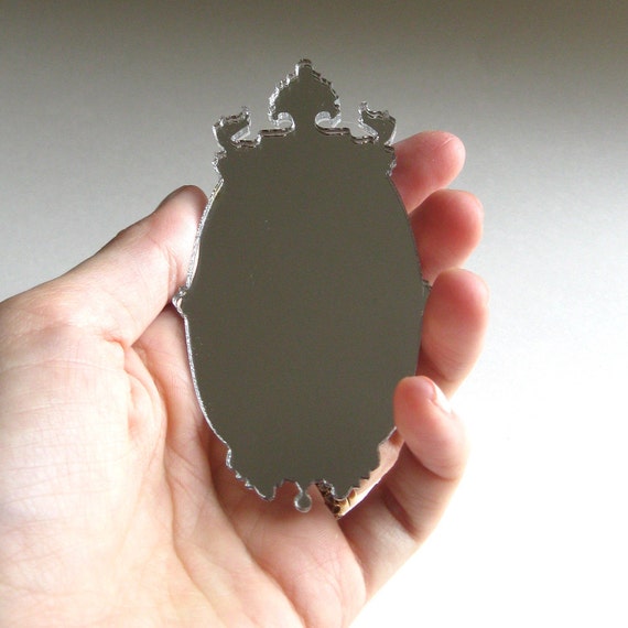 Items similar to Compact Mirror - Mini Laser Cut Baroque Style - white ...