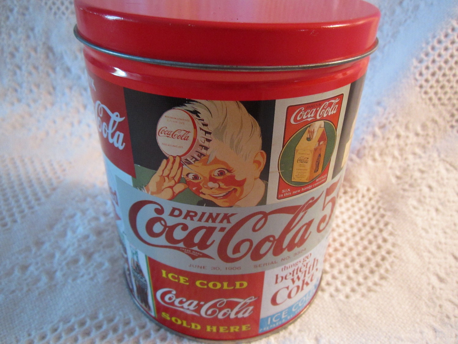 Vintage COKE Tin Container Coca Cola Red White Collectible – Haute Juice