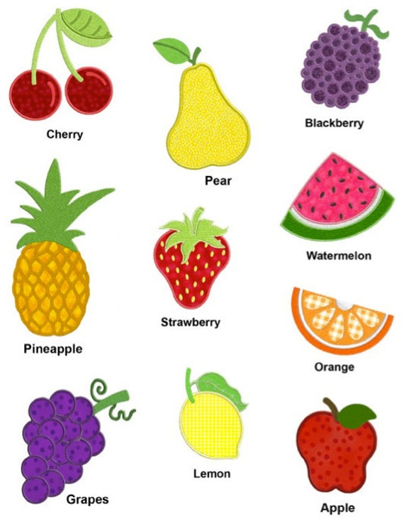 Fruit APPLIQUE Machine Embroidery Designs
