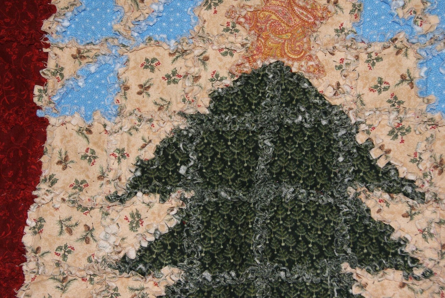 O Christmas Tree Rag Accent Decorative Quilt by SewMuch4me2do