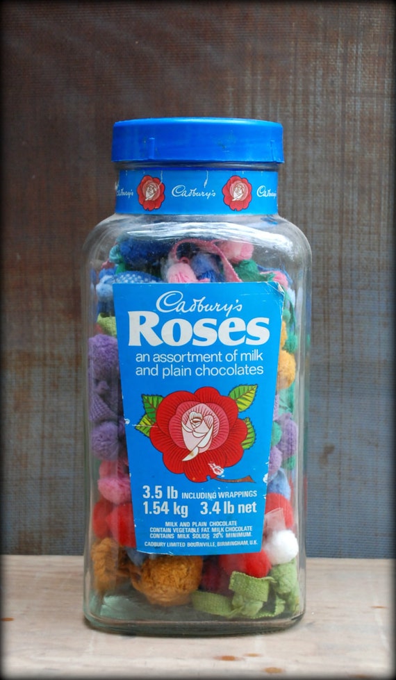 Vintage Large Cadbury Roses Candy Jar England by hulahoopvintage