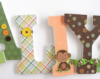 Baby Girl Custom Wooden Letters Pink Butterfly Decor by LetterLuxe