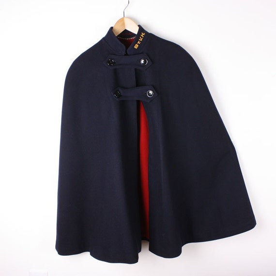 Vintage 1940s WWII Navy Blue Wool Nurses Cape