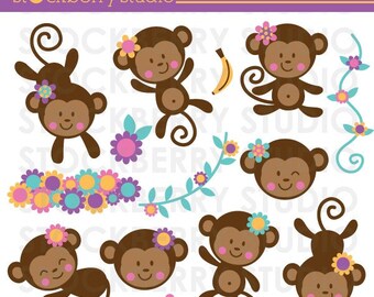 Popular items for baby monkey clipart on Etsy